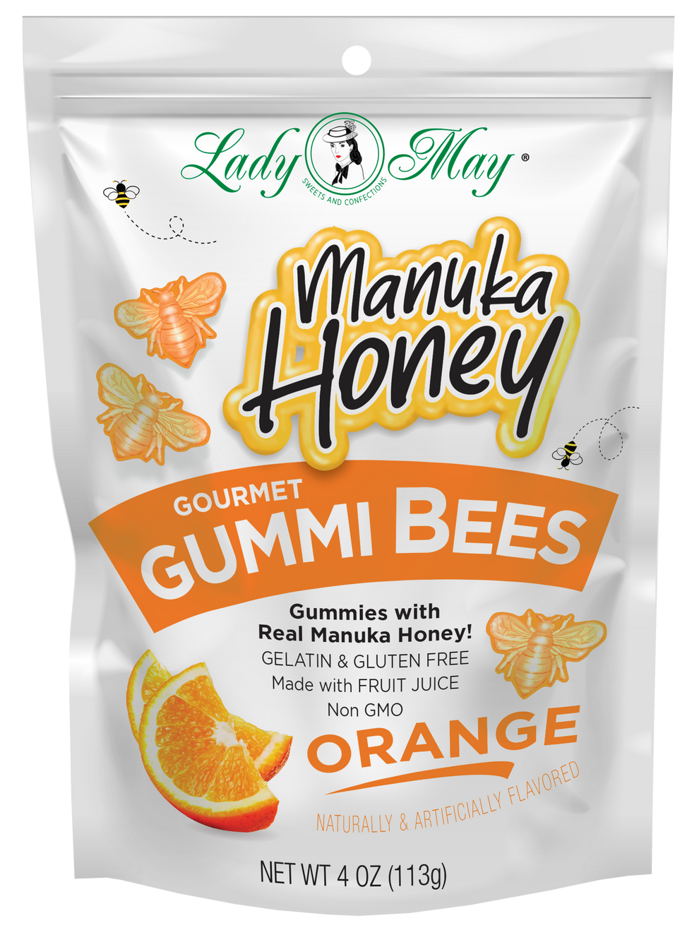Manuka Honey Gummi Bees - Orange – Lady May Sweets