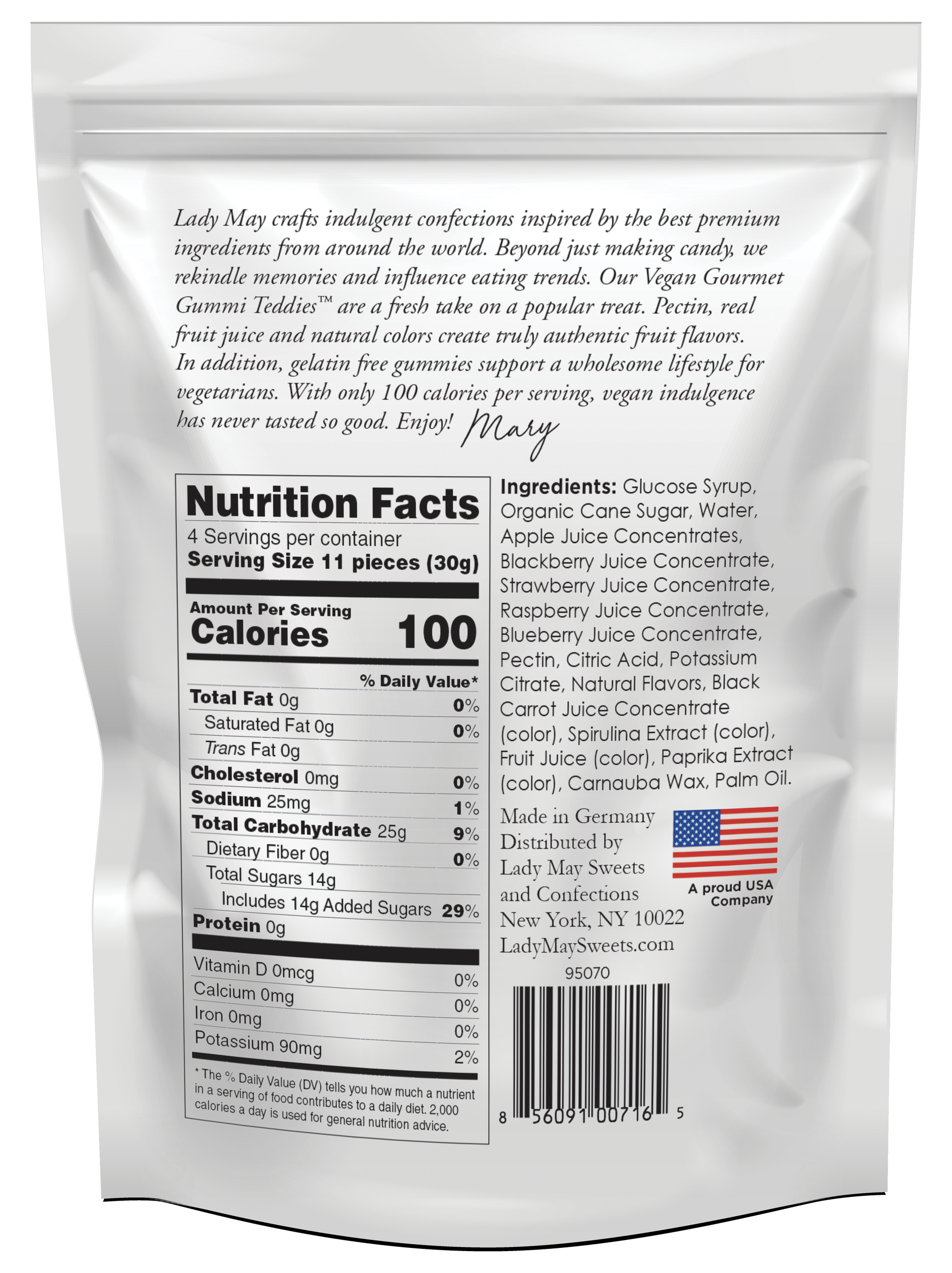 Vegan Gourmet Mixed Berries Gummi Teddies – Lady May Sweets