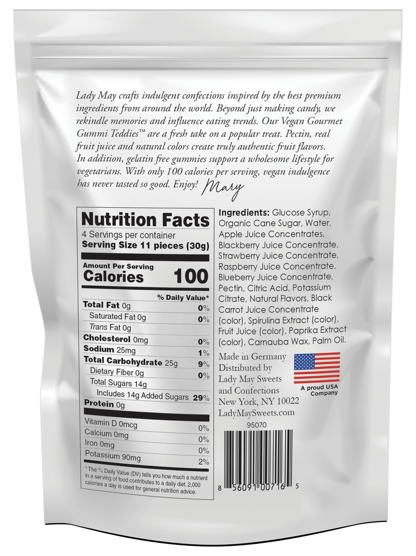 Vegan Gourmet Mixed Berries Gummi Teddies – Lady May Sweets